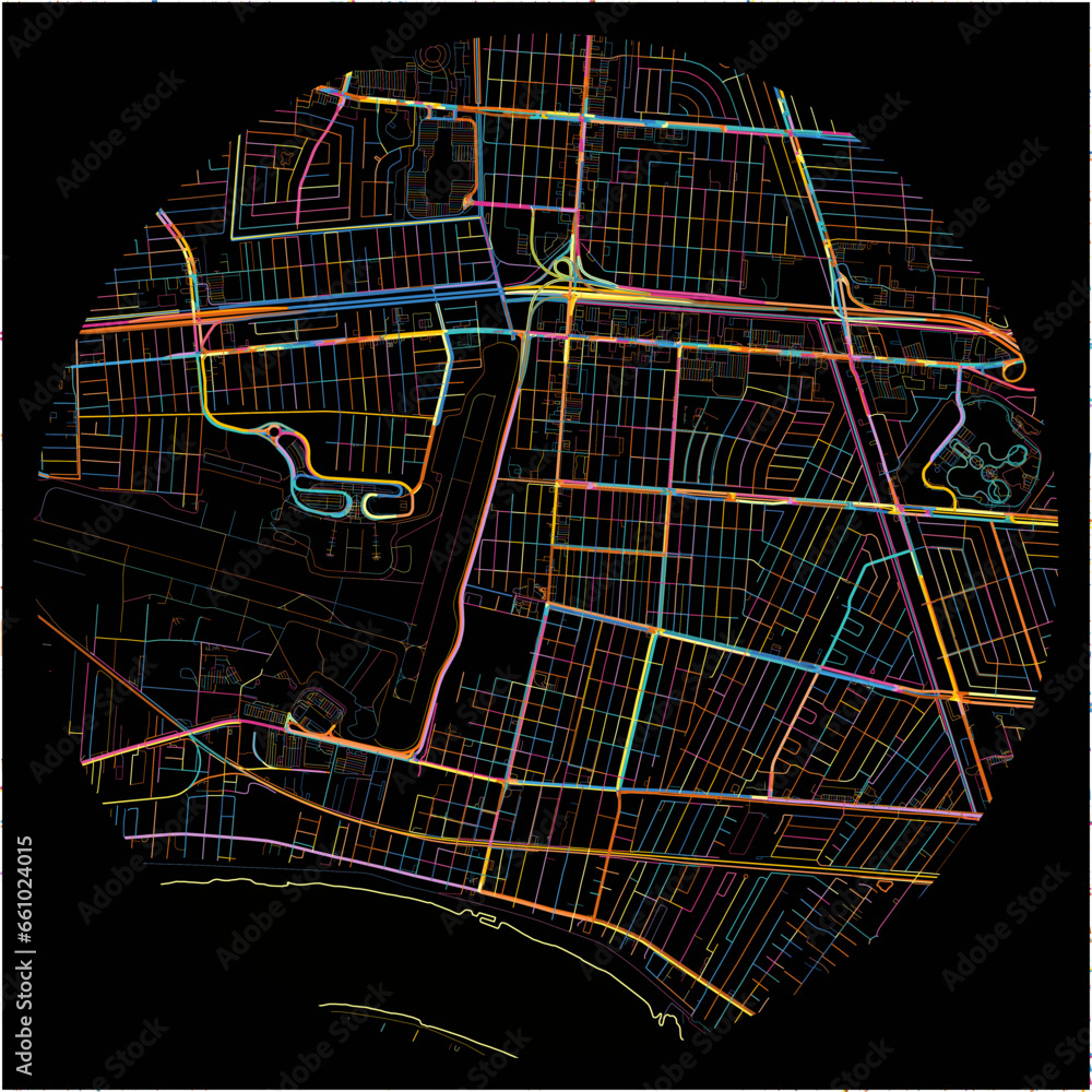 Vecteur Stock Colorful Map of Kenner, Louisiana with all major and ...