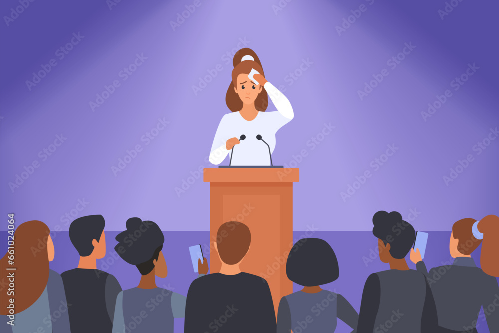 Problem of speakers fear and anxiety of public speech and events vector ...