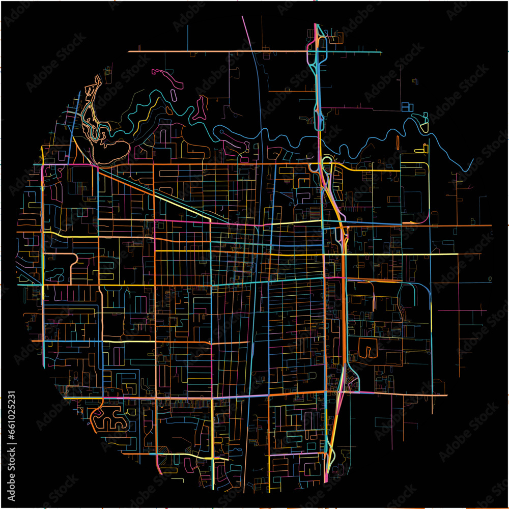 Colorful Map of Lodi, California with all major and minor roads. Stock ...