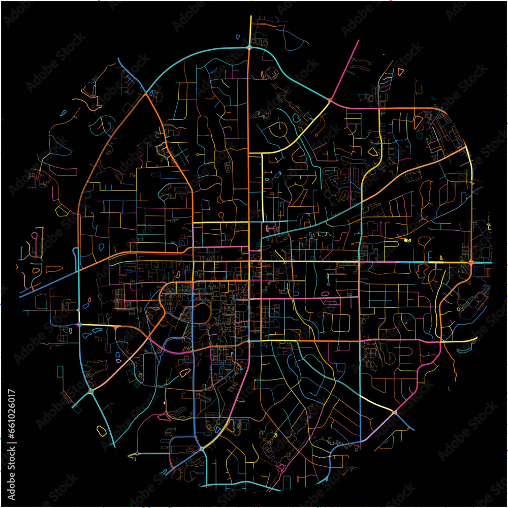 Colorful Map of Auburn, Alabama with all major and minor roads. Stock ...