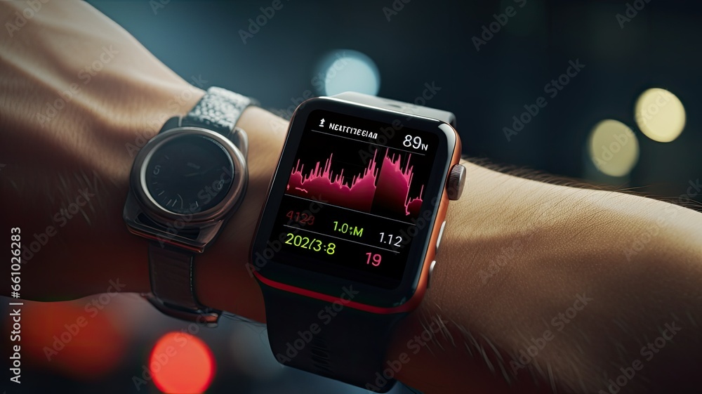 a fitness enthusiast wearing an ECG-equipped smartwatch during a ...