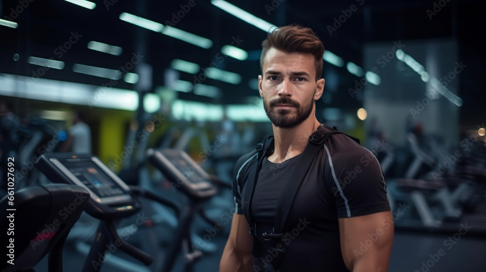 un homme sportif dans une salle de sport, pour sa pratique Stock Photo ...