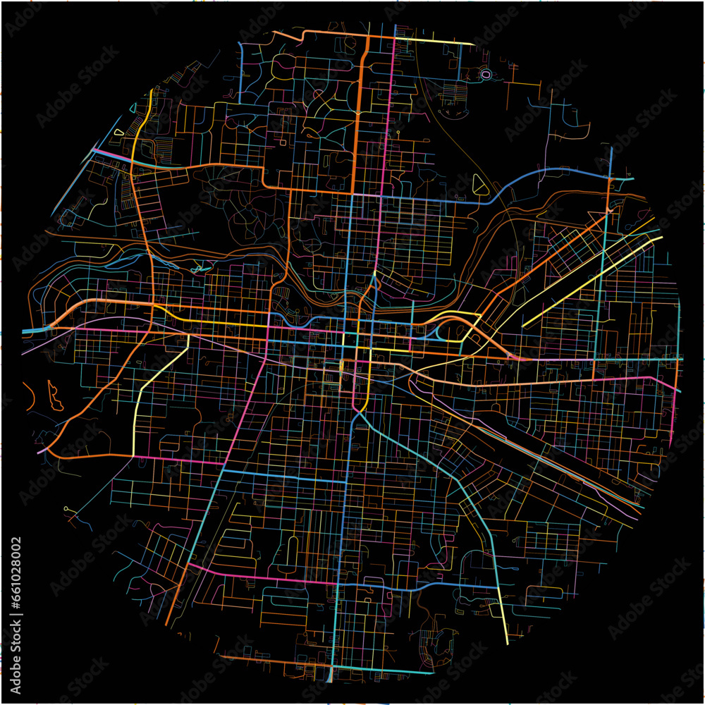 Colorful Map of Springfield, Ohio with all major and minor roads. Stock ...