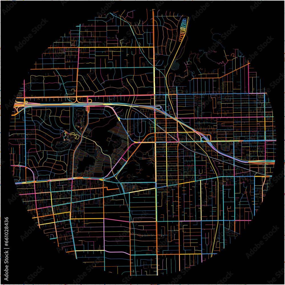 Colorful Map of Arcadia, California with all major and minor roads ...