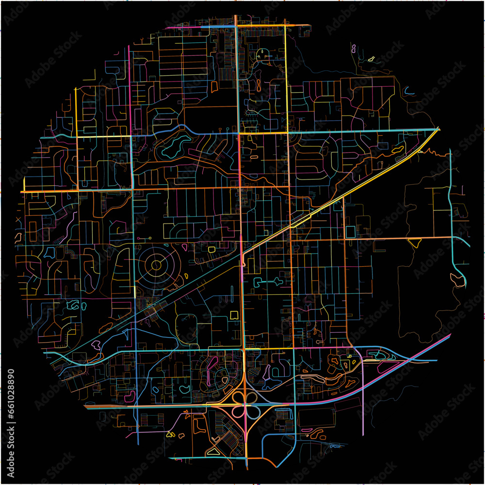 Colorful Map of TinleyPark, Illinois with all major and minor roads ...