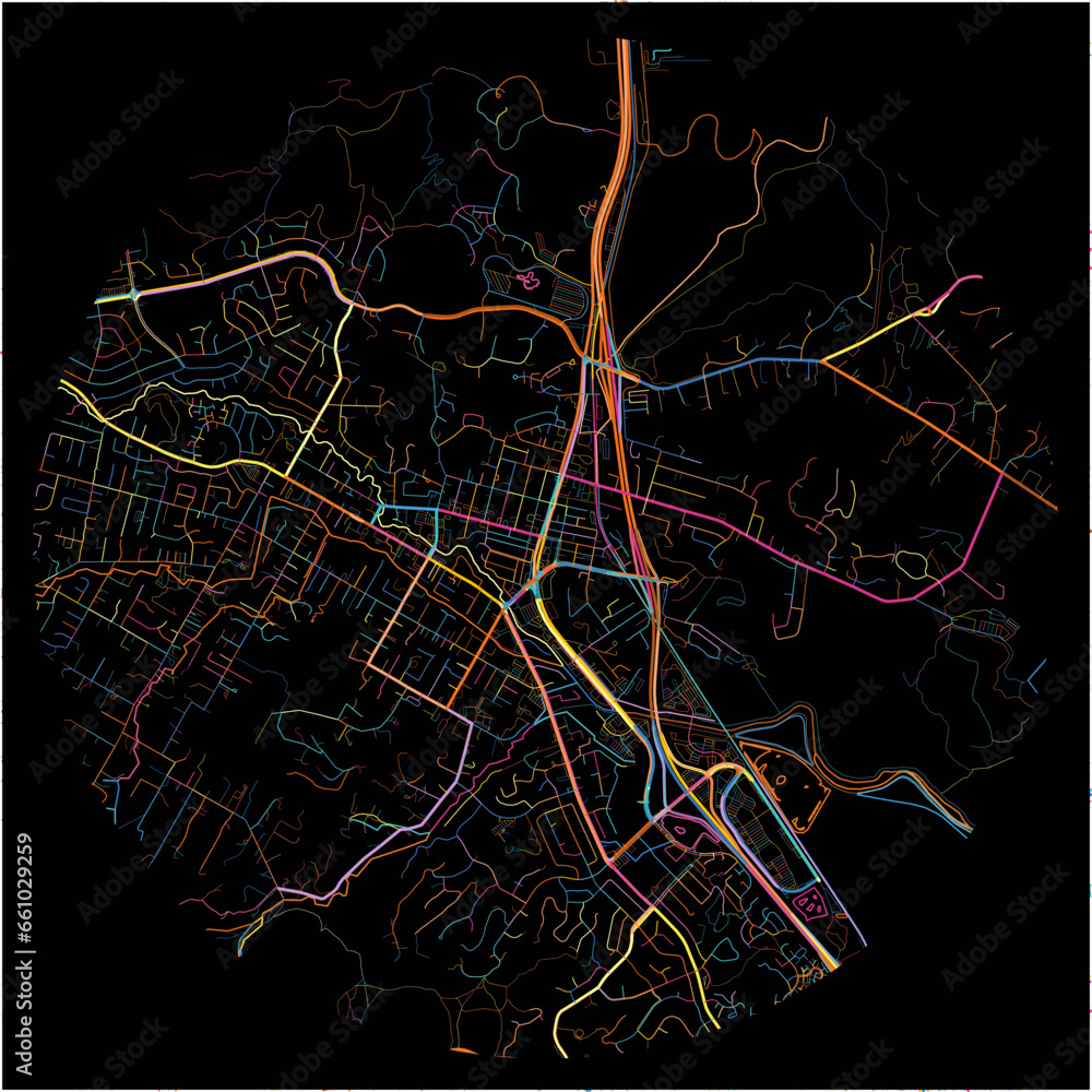 Colorful Map of Novato, California with all major and minor roads ...