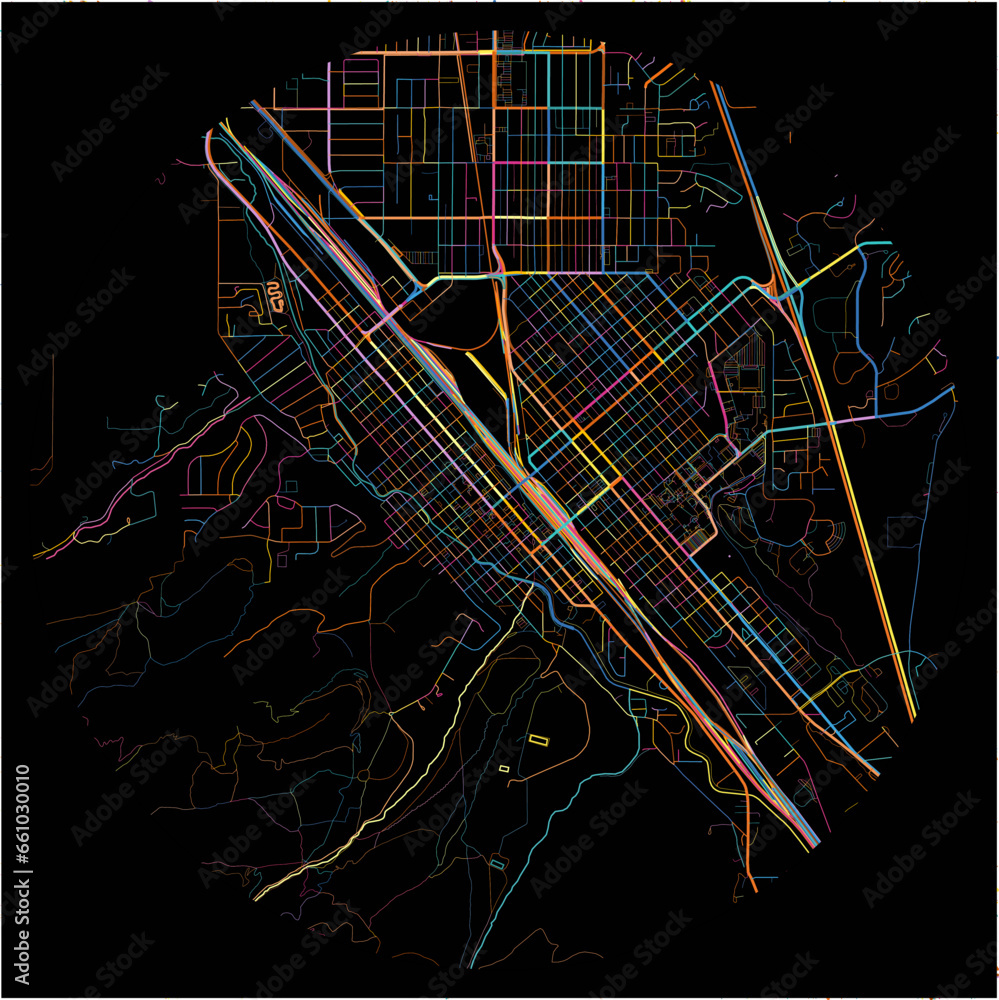 Colorful Map of Pocatello, Idaho with all major and minor roads. Stock ...