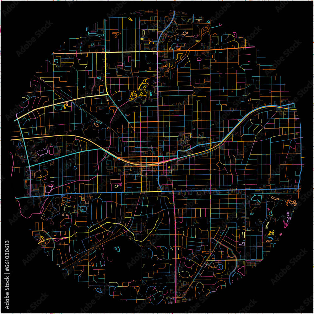 Colorful Map of Wheaton, Illinois with all major and minor roads. Stock ...