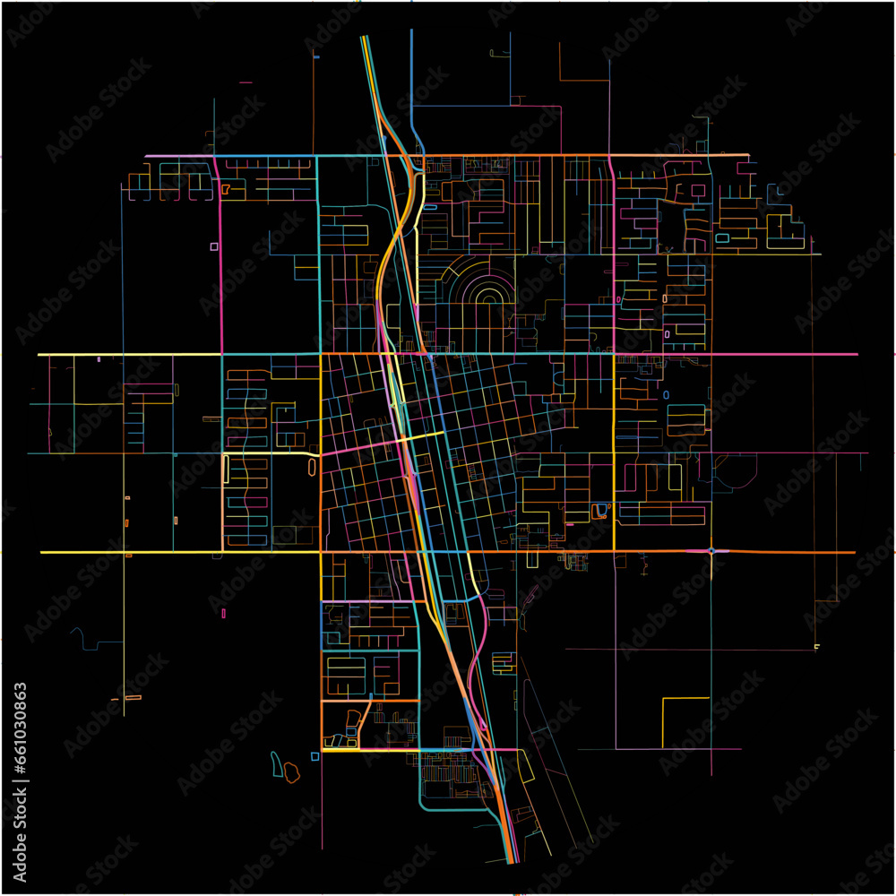 Colorful Map of Delano, California with all major and minor roads ...