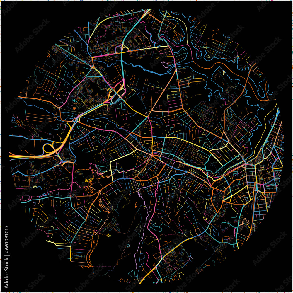 Colorful Map of Peabody, Massachusetts with all major and minor roads ...