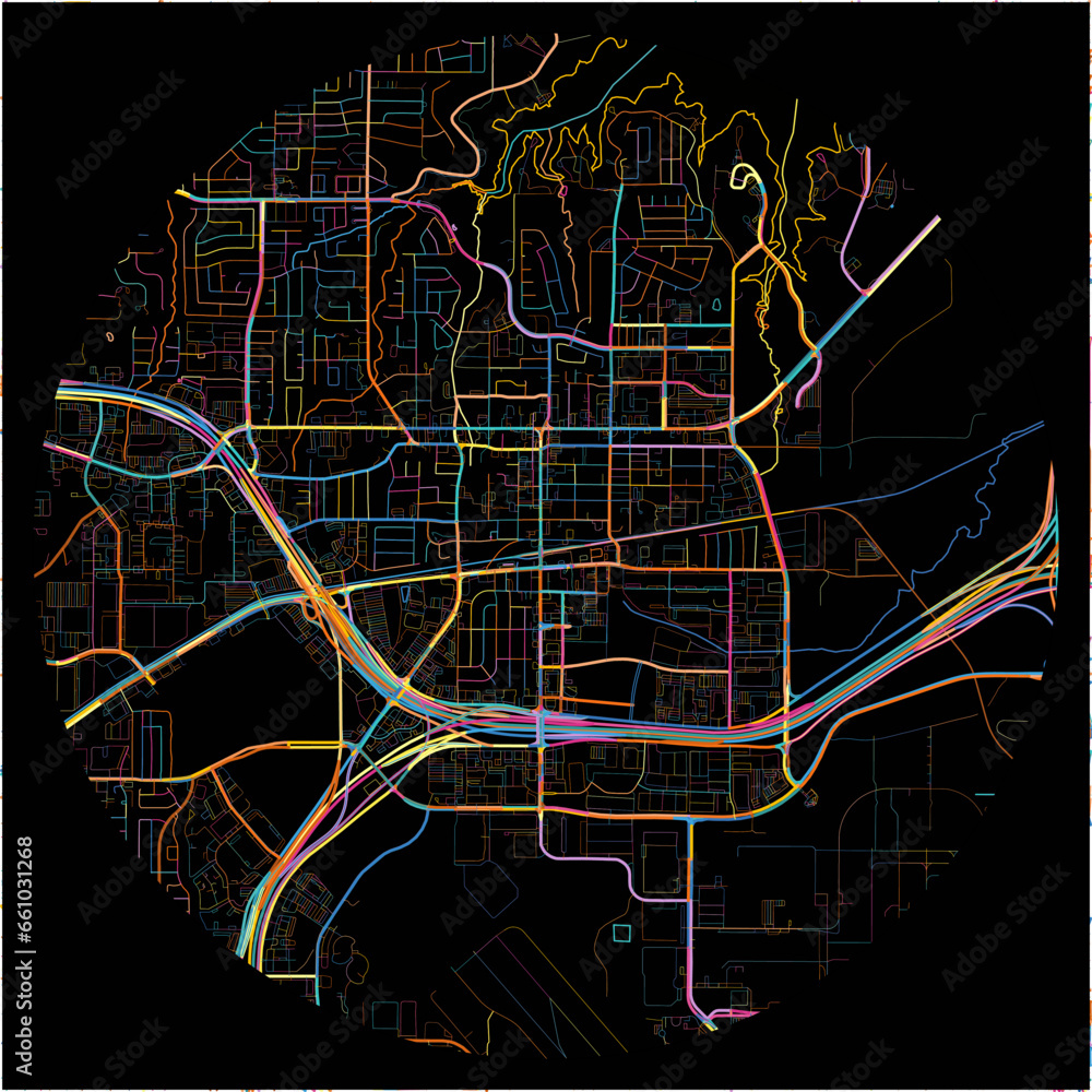 Colorful Map of Grapevine, Texas with all major and minor roads. Stock ...