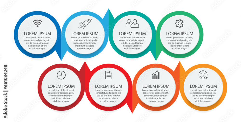 infographic template design, minimalist concept, interconnected circles ...
