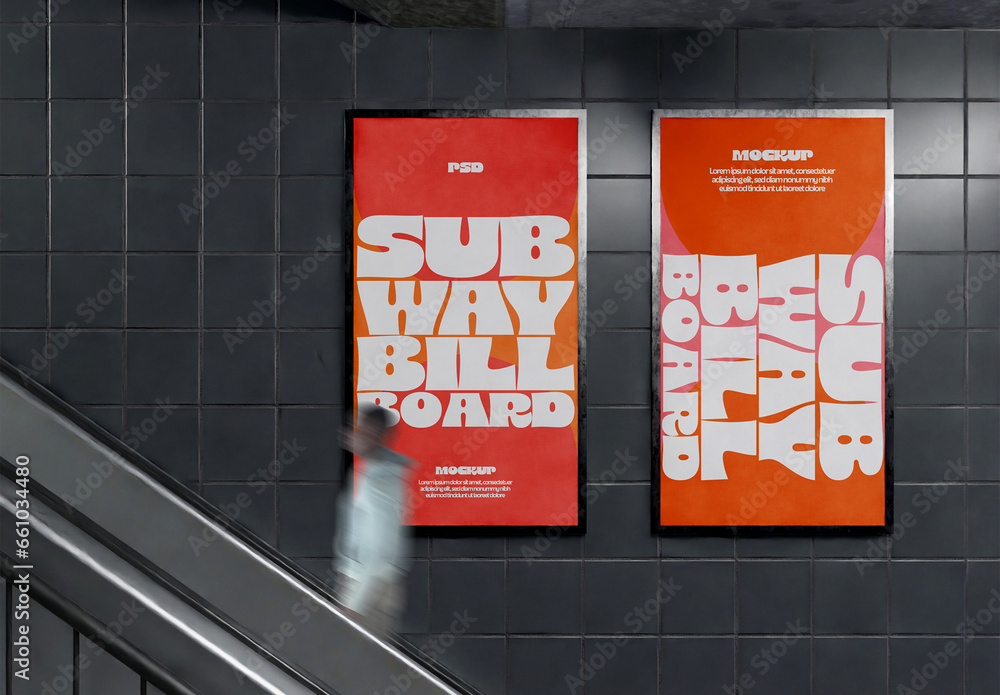 Subway Advertising Billboard Mockup Stock Template | Adobe Stock