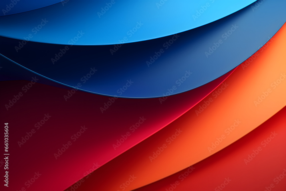 Curved layers in shades of blue and red creating depth and contrast ...