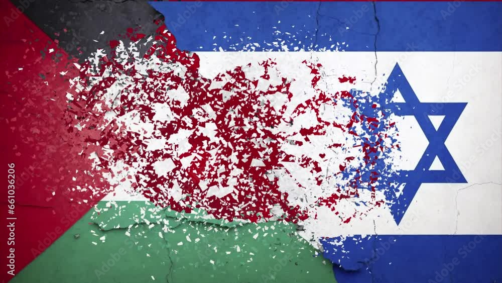 Stockvideo Explosion of conflict animated illustration shows the ...