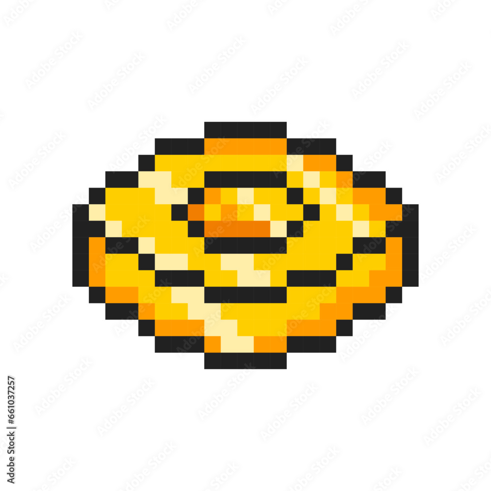 Pixel art gold coin, vector gold pixel coin. 16-bit retro game, 8bit ...