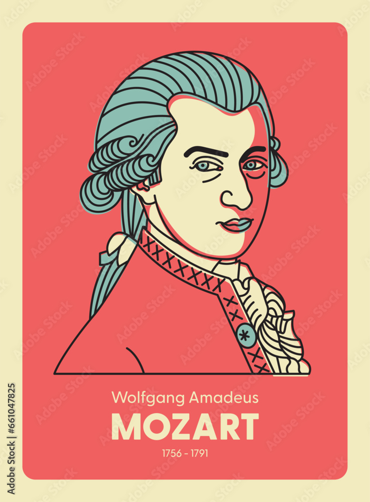 Poster Wolfgang Amadeus Mozart - Famous classical music composer ...