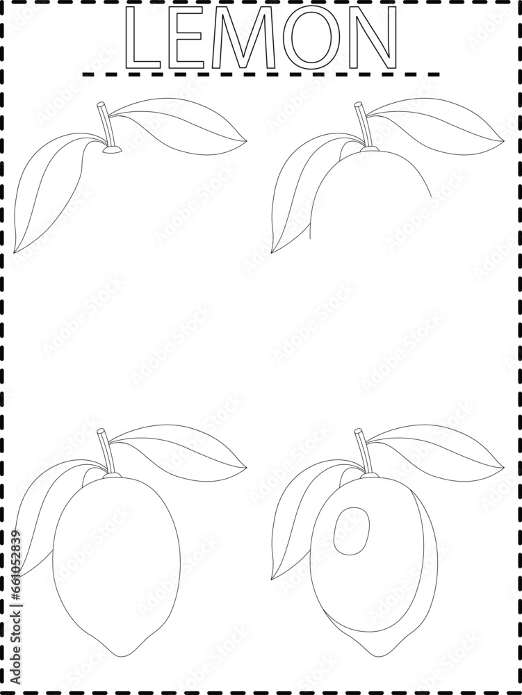 how to draw Fruits step by step ,Coloring pages Stock Vector | Adobe Stock
