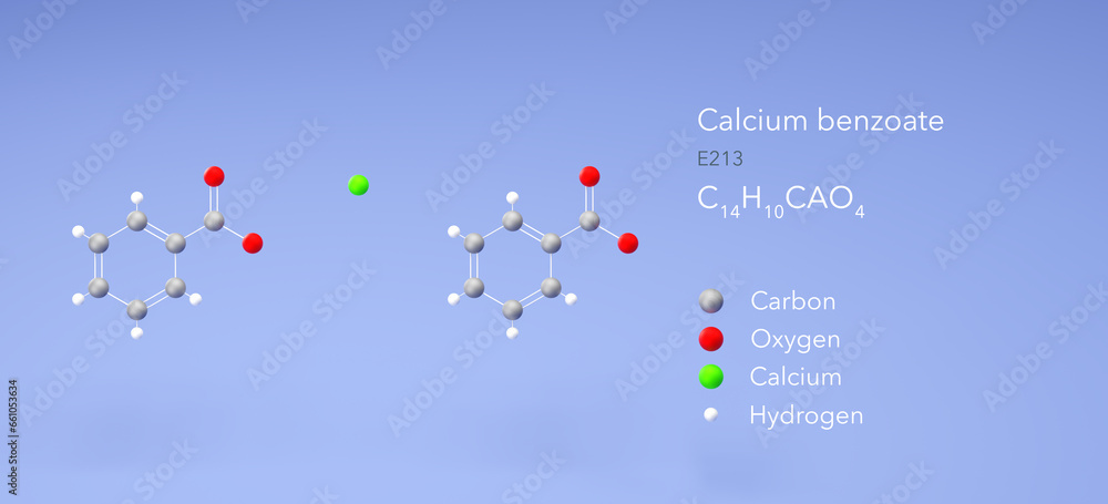 calcium benzoate molecule, molecular structures, preservative e213, 3d model, Structural ...