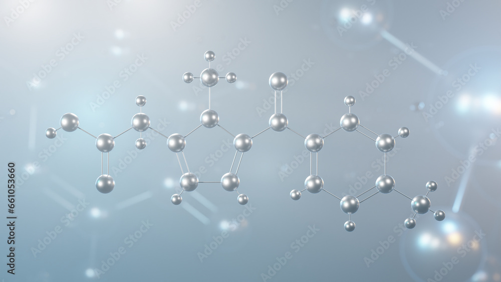 tolmetin molecular structure, 3d model molecule, nonsteroidal anti ...