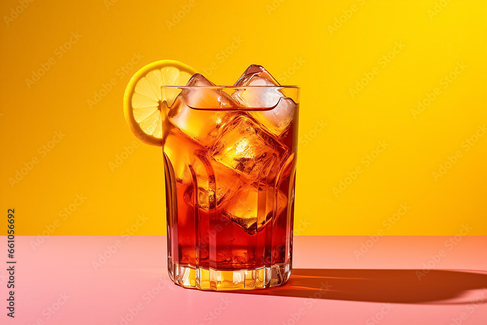 The fresh fruit juice is made from lemon, cherry, and citrus in a short ...