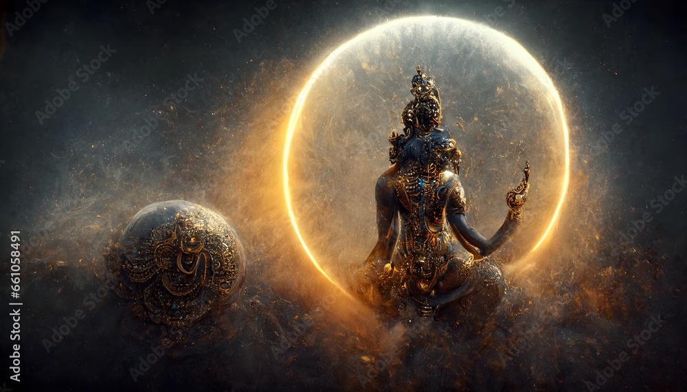 shiva indian god dark fantacy dancing god ray cosmic background moons ...