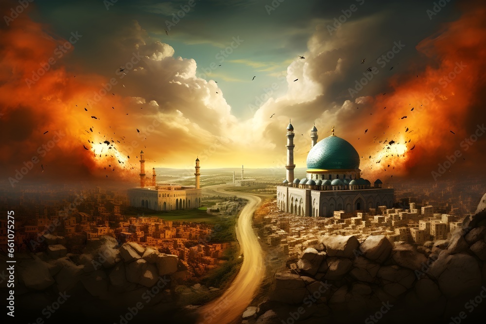 Concept of Israeli and Hamas military crisis, conflict between Israel ...