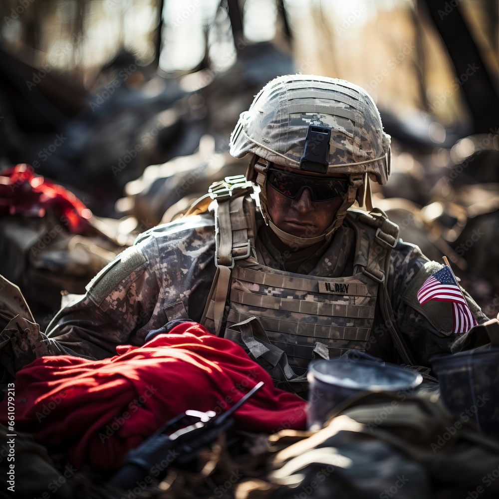 military soldier at war with gun in hand, infantry ground operation in ...