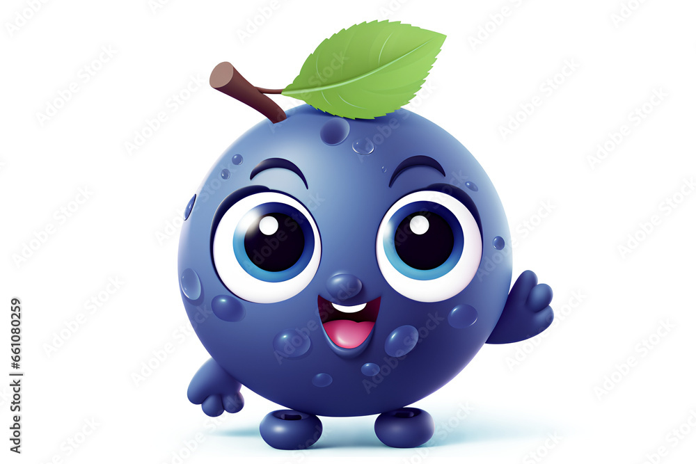 Cute blueberry cartoon character isolated on a transparent background ...