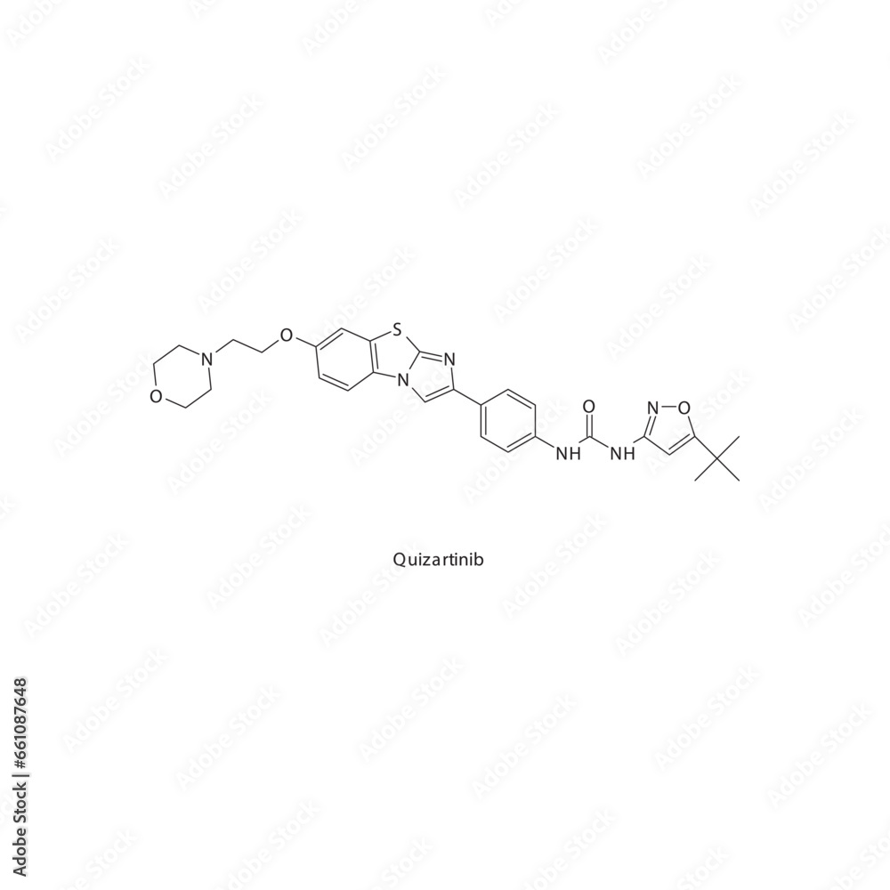 Quizartinib flat skeletal molecular structure Tyrosine kinase inhibitor ...
