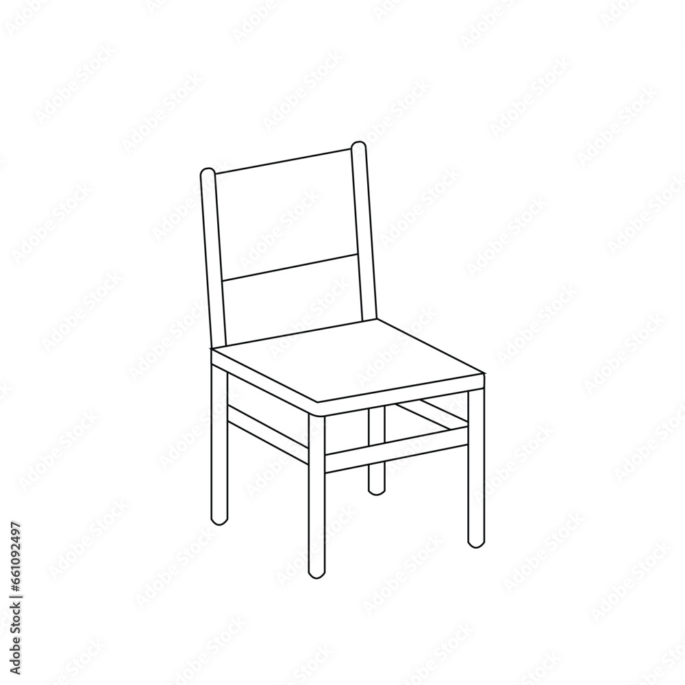 chair cartoon vector illustration black and white isolated on white ...