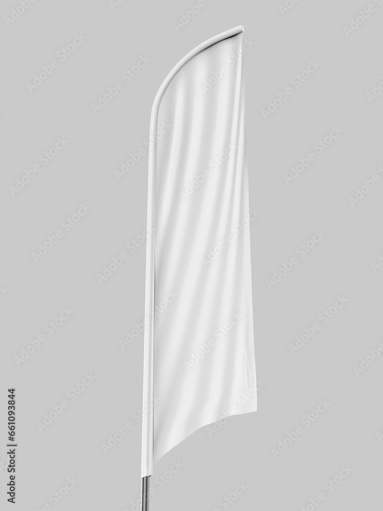 Blank white feather flag outdoor advertising shield flag banner or vertical wind banner mock up ...