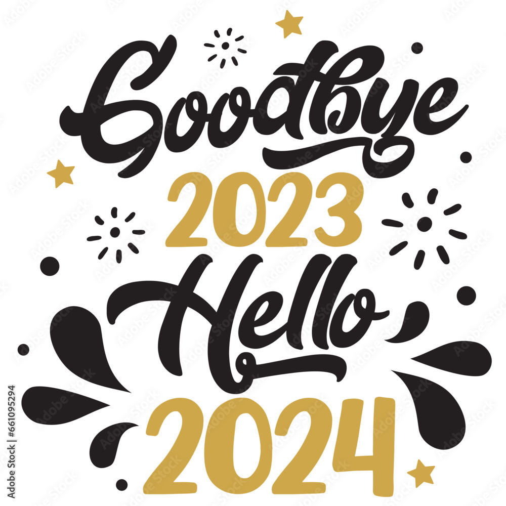 Vetor de Goodbye 2023 Hello 2024 vector illustration. Happy New Year ...
