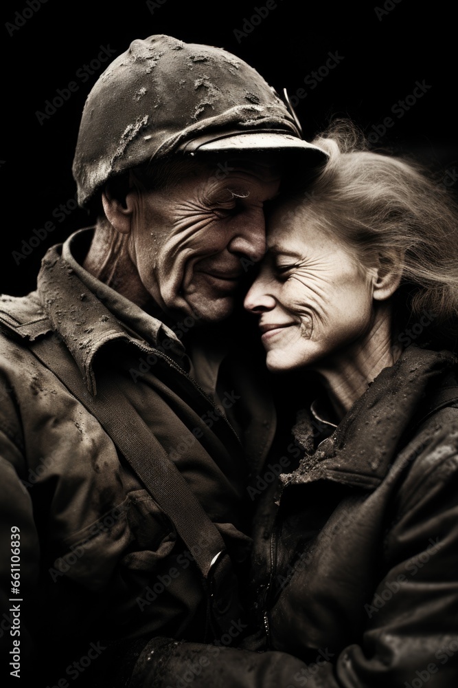 happy mature, aged, senior couple in a love and friendship pose ...