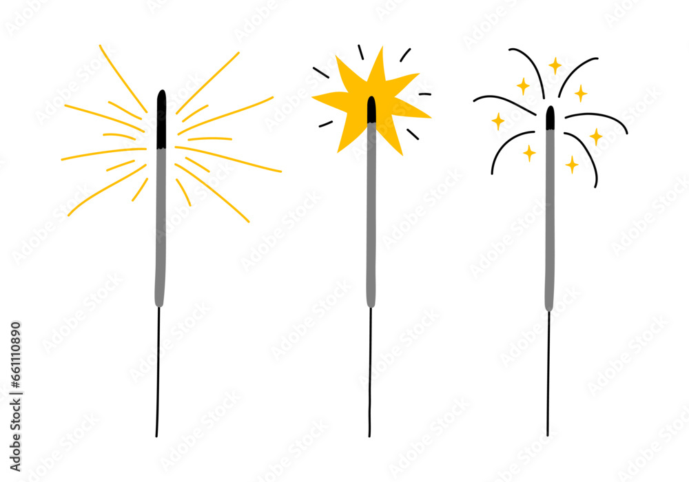 Photo & Art Print Hand drawn cartoon illustration set of sparkler ...