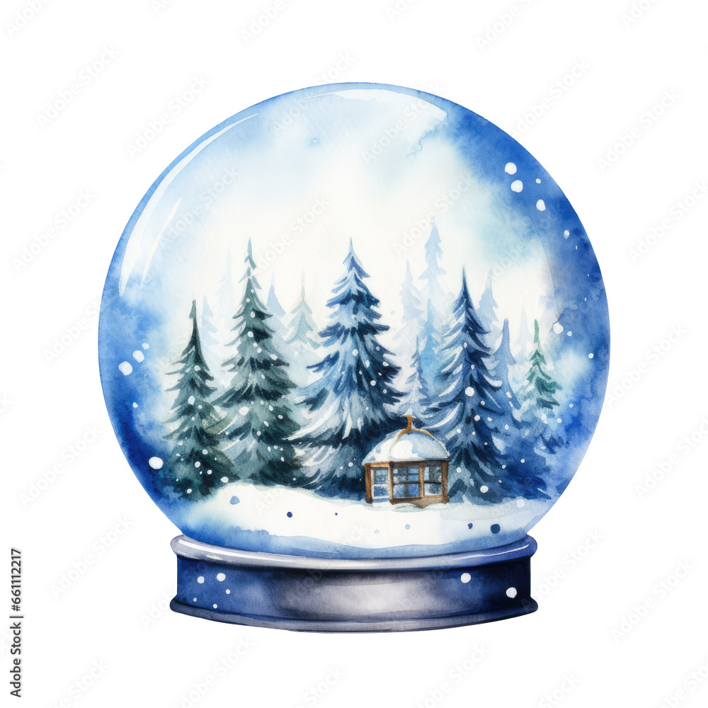 Watercolor snow globe. Drawing on a transparent background. AI Stock ...