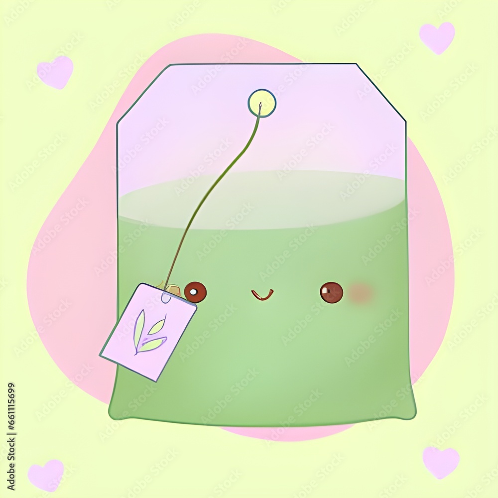 Illustrazione Stock ai cute kawaii tea bag illustration, tea bag art ...