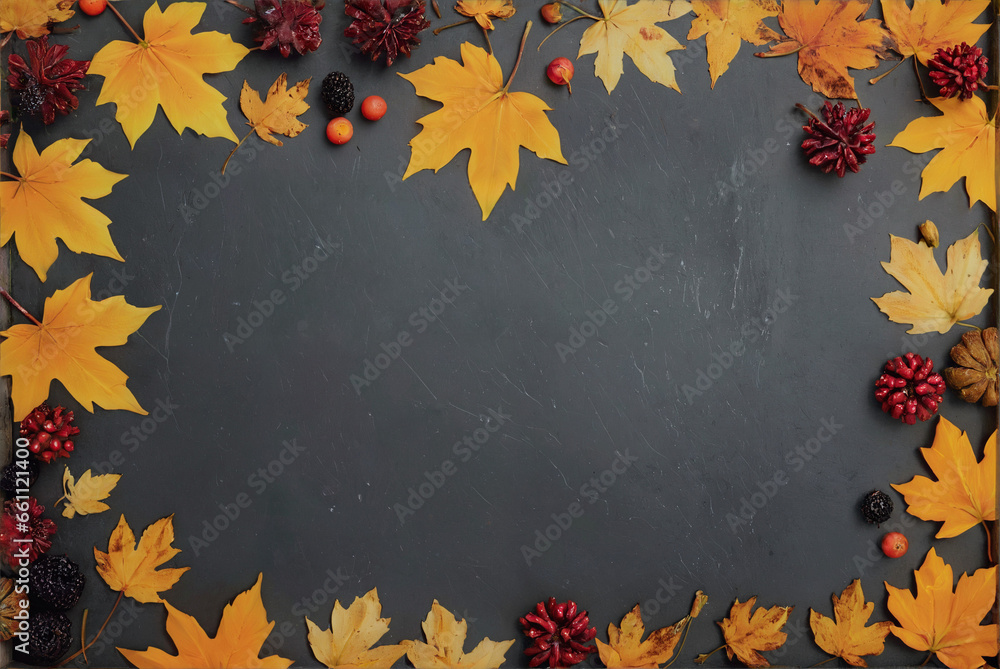 Autumn border frame with space text on transparent background. Can be ...