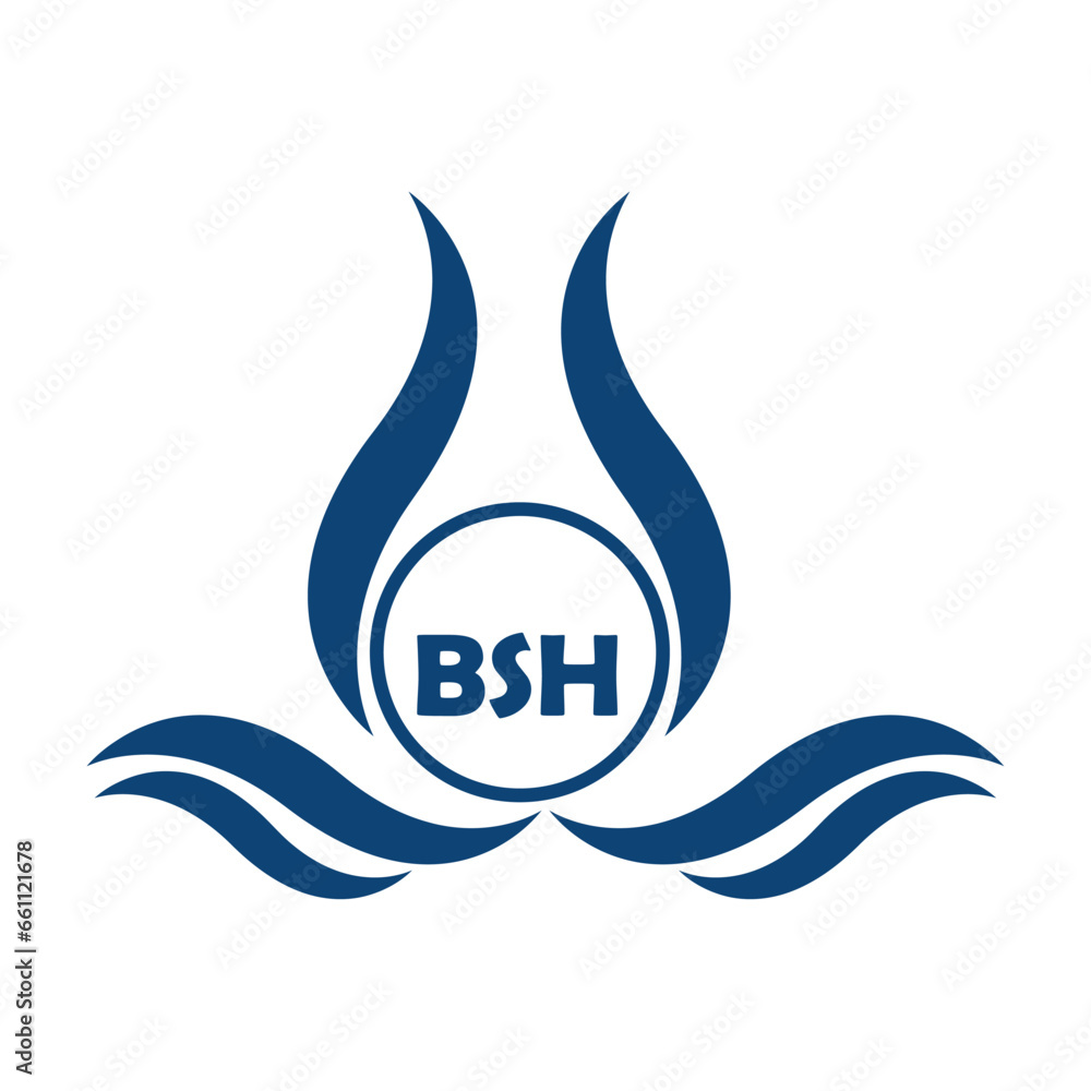 BSH letter water drop icon design with white background in illustrator ...