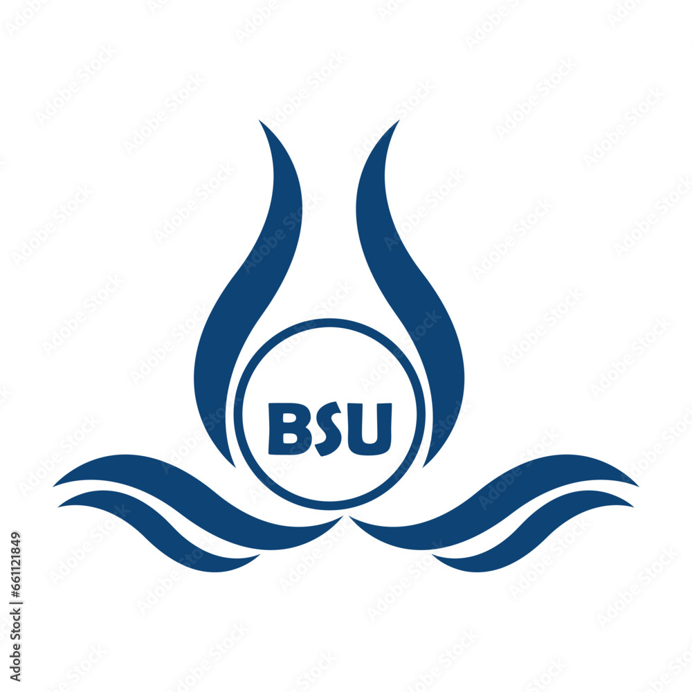 BSU letter water drop icon design with white background in illustrator ...