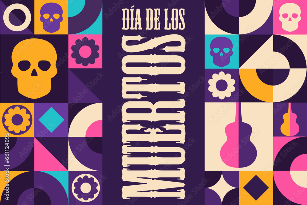 Inscription Day of the Dead in Spanish. Dia de los Muertos holiday ...