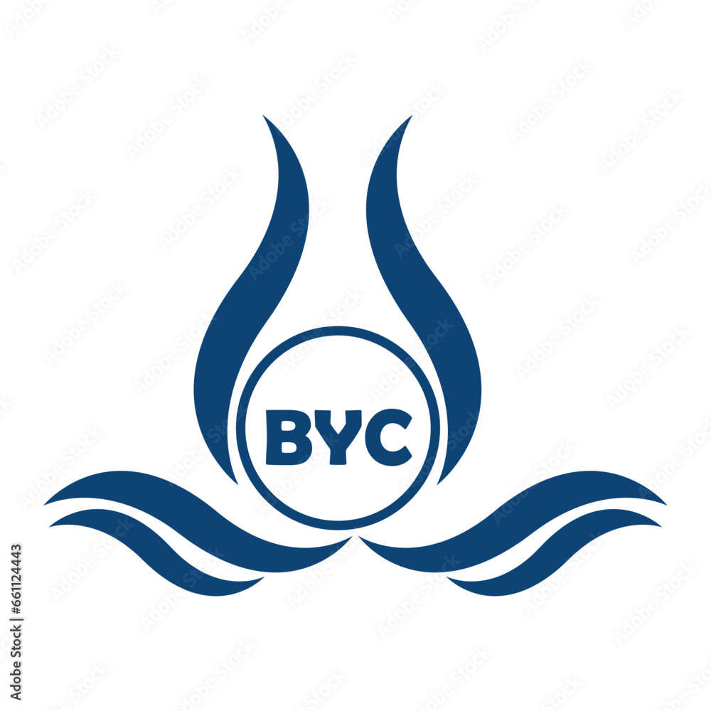 BYC letter water drop icon design with white background in illustrator ...