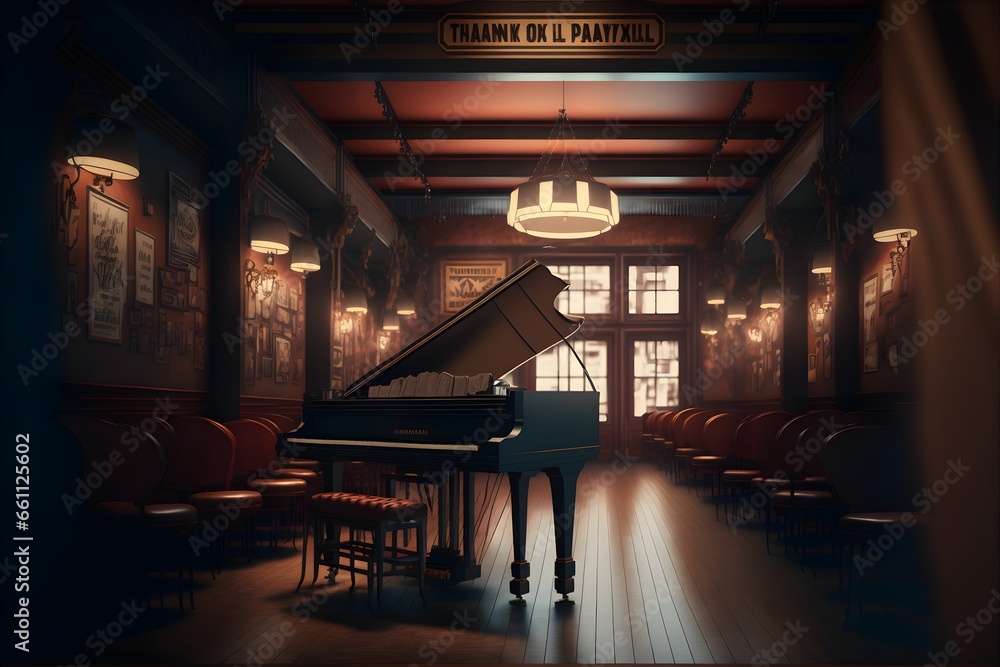 vintage jazz club interior with piano no text octane render ...