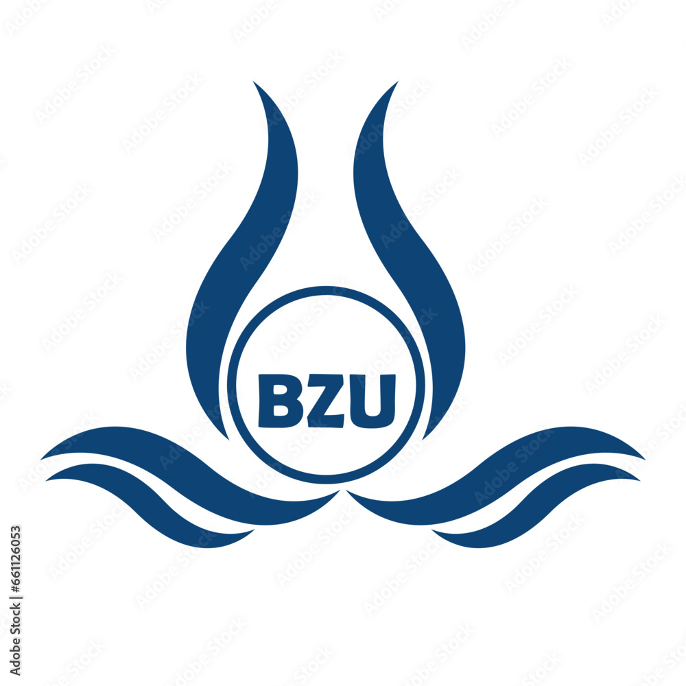 BZU letter water drop icon design with white background in illustrator ...