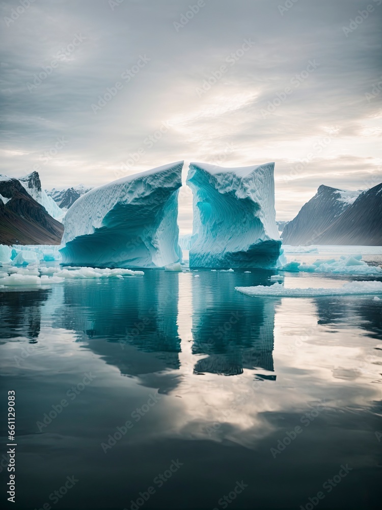 Iceberg melting Glaciers Antarctica Iceland Global Warming Concept ...