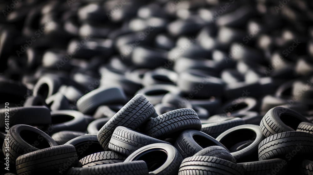Used tires, piles of old tires and wheels for tire recycling Stock ...