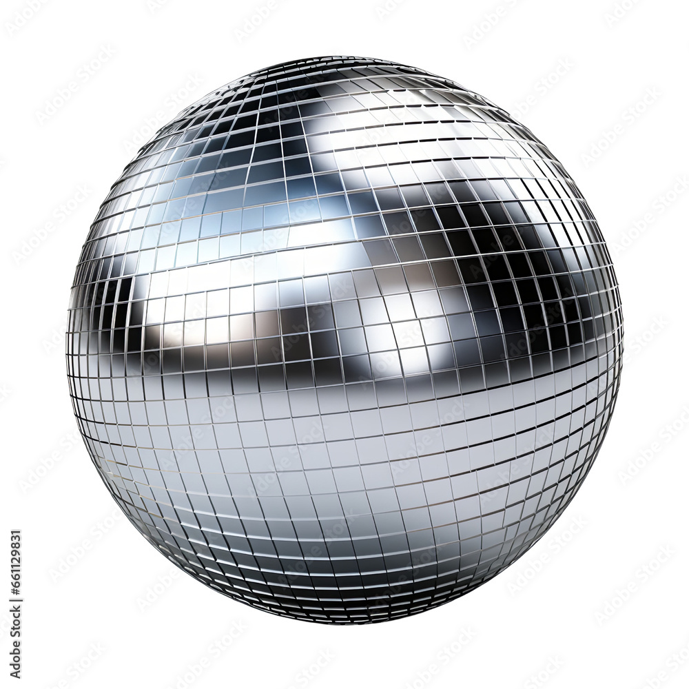 Shiny silver disco mirror ball isolated on transparent background PNG ...