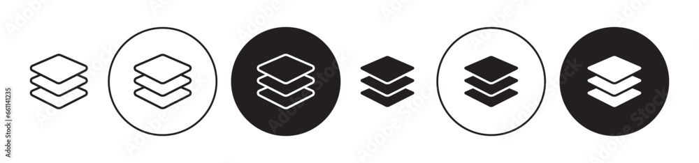 Layers line icon set. Fabric layers stacks icon in black color for ui ...