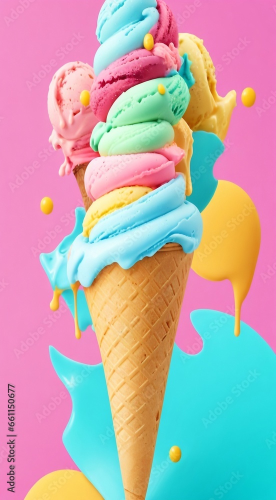 full hd ice cream background, colored ice creams on abstract background ...