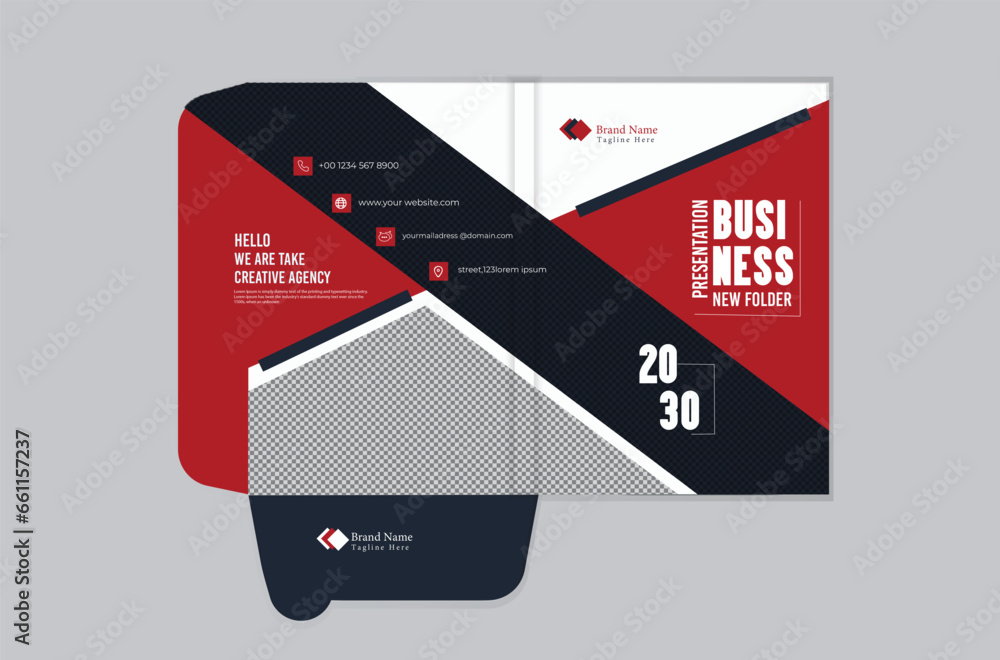 corporate folder template design, Folder design, cover for catalog ...